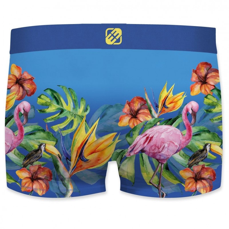 FREEGUN Boxer Microfibre Homme Tropic Flower Flamant